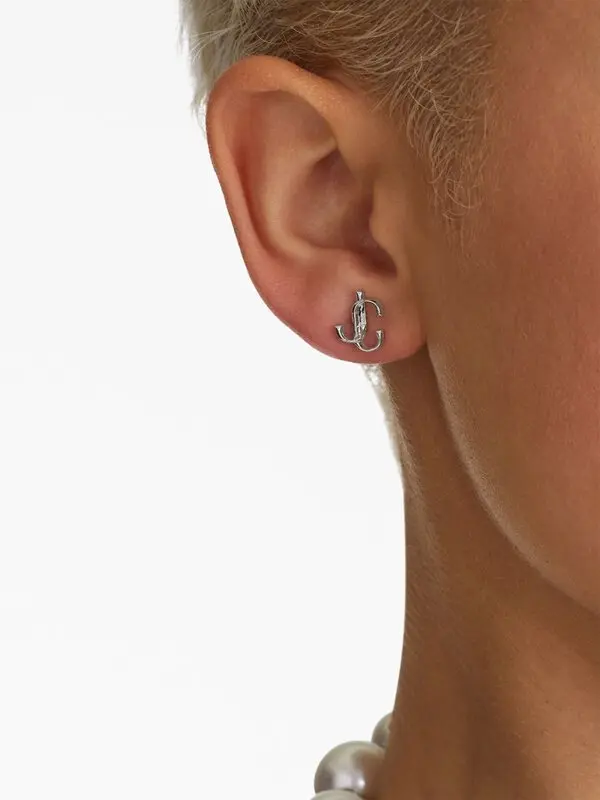 JIMMY CHOO Logo Stud Earrings - Silver