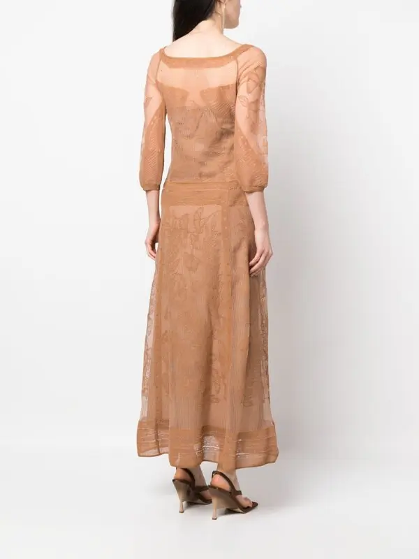 Alberta Ferretti Embroidered Mesh Dress
