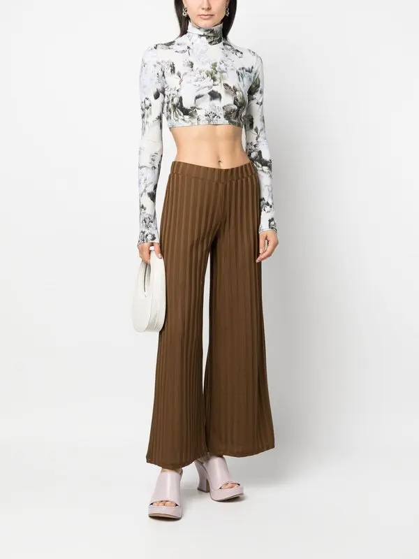 Viktor & Rolf Ribbed-knit Wide-leg Trousers