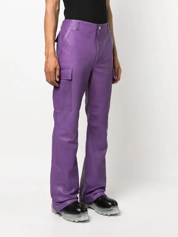 Amiri Leather Cargo Trousers In Purple - 44% Off | Editorialist