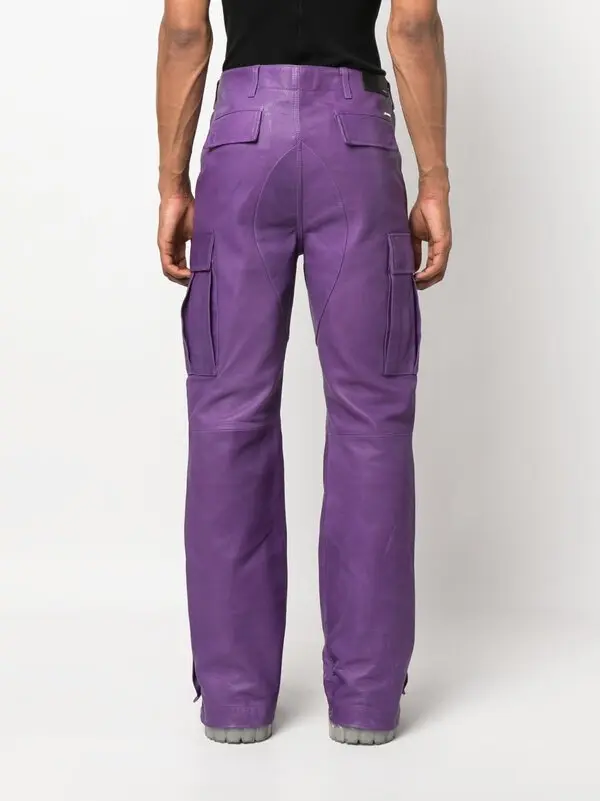 Amiri Leather Cargo Trousers In Purple - 44% Off | Editorialist