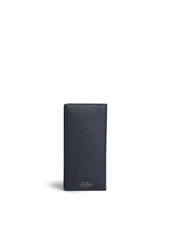 Smythson Panama Slim Bi-fold Leather Wallet - Blue