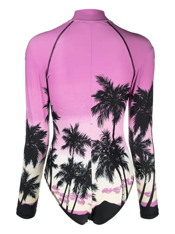 Palm Angels Sunset-print Long-sleeved Swimsuit