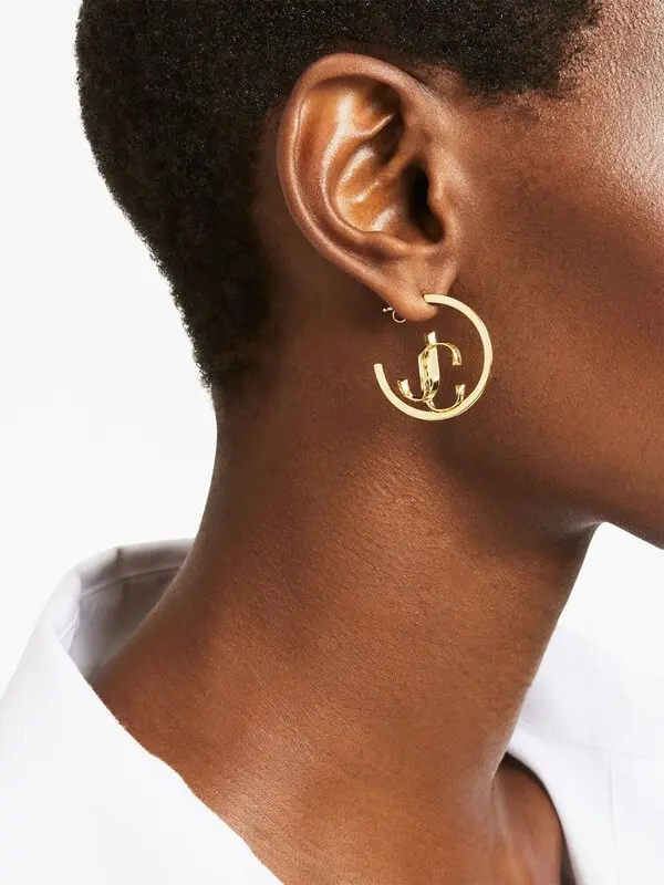 JIMMY CHOO Medium Jc Monogram Hoops - Gold