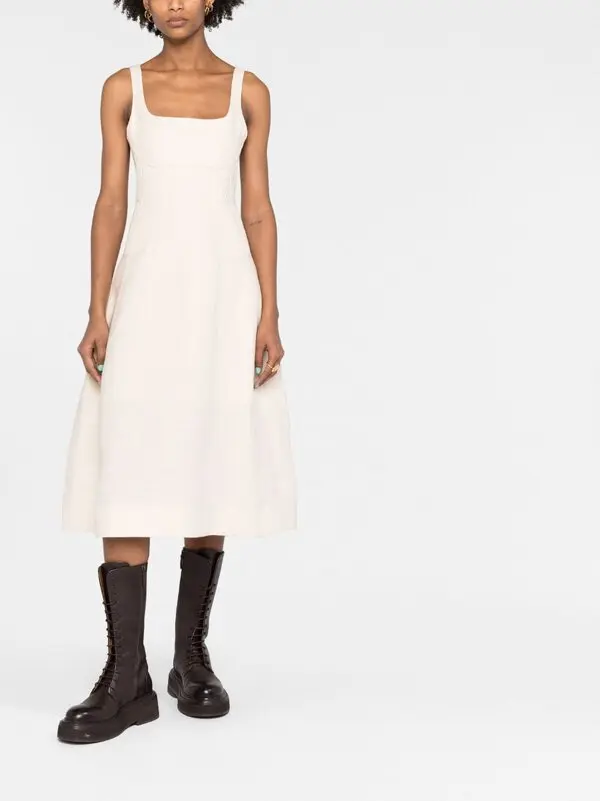 Buy Chlo Corset-panel Linen Midi Dress - White At 23% Off | Editorialist