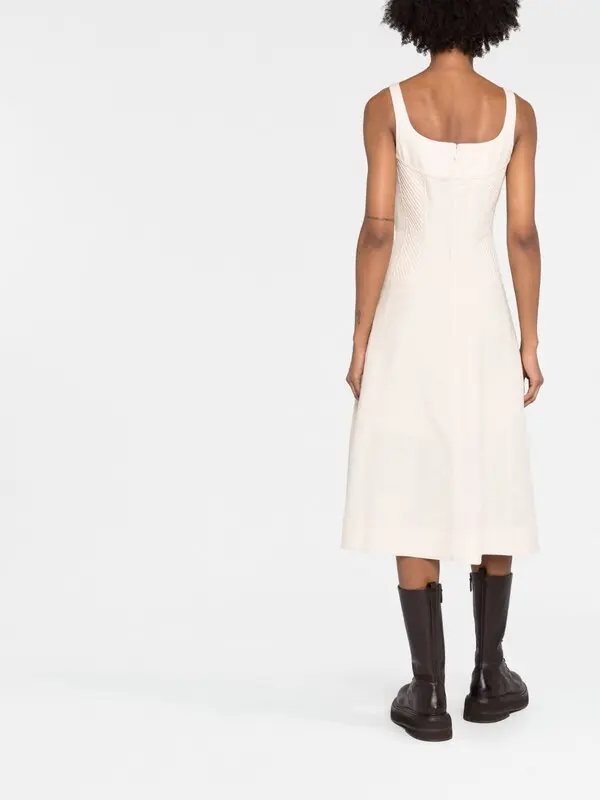 Chloé Corset-panel Linen Midi Dress
