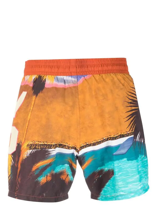 Etro Landscape-print Swim Shorts - Orange