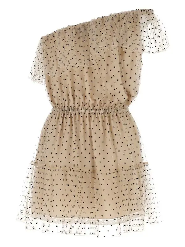 Gucci Polka-dot One-shoulder Minidress - Neutrals