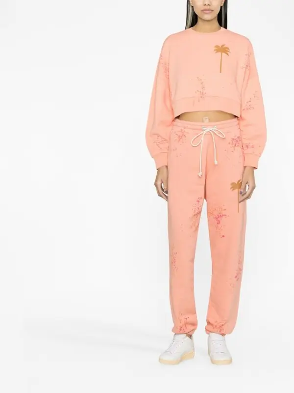 Palm Angels Pxp Palm Tree-print Cropped Sweatshirt