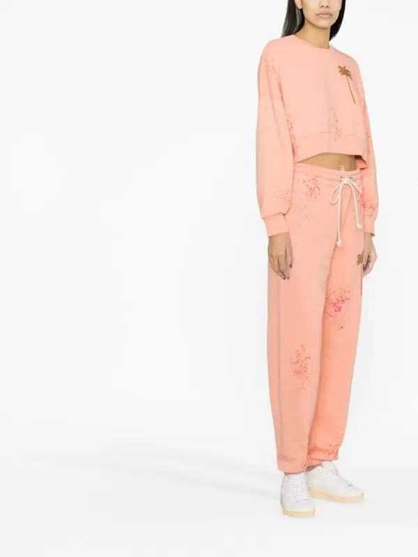 Palm Angels Pxp Palm Tree-print Cropped Sweatshirt