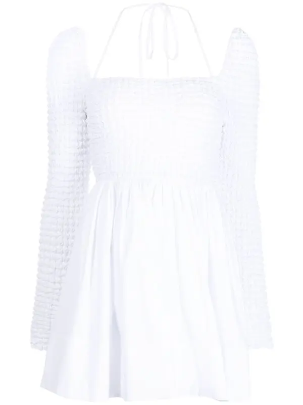 Staud Cassidy Smocked Stretch-cotton Minidress - White