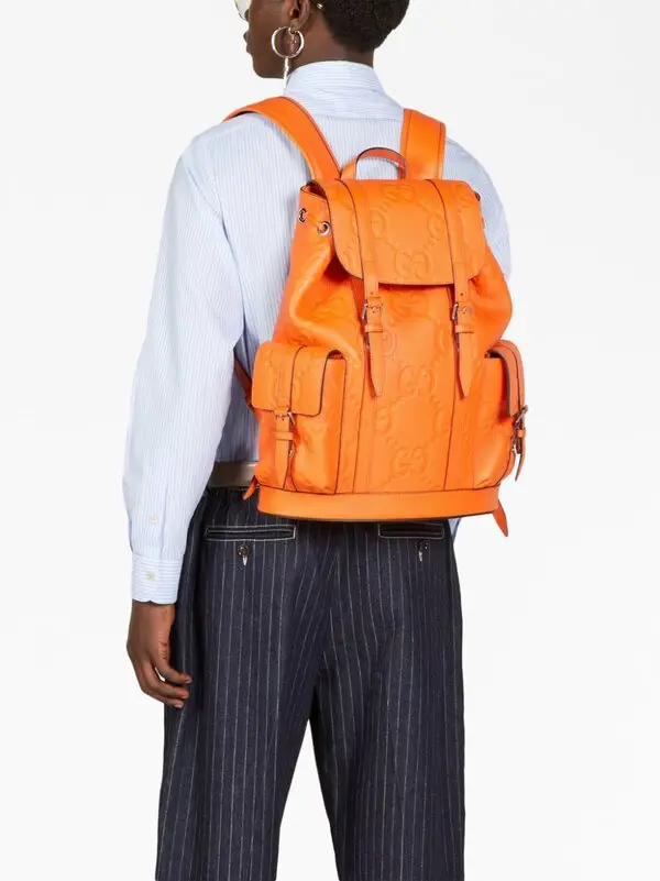 Gucci Gg Jumbo Leather Backpack - Orange | Editorialist