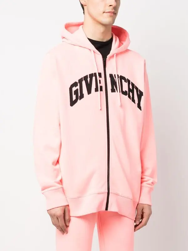 Givenchy Logo-embroidered Cotton Hoodie - Pink