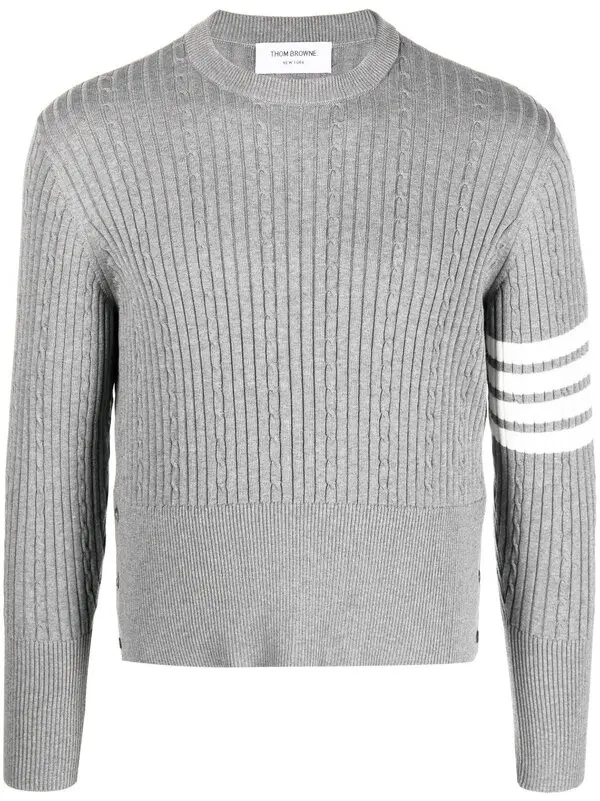 Thom Browne 4-bar Cable-knit Jumper - Grey
