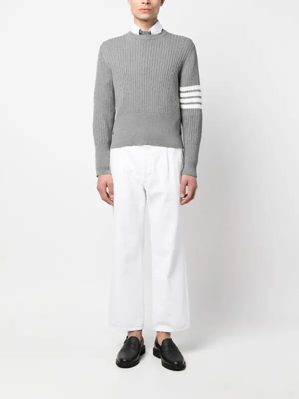 Thom Browne 4-bar Cable-knit Jumper - Grey