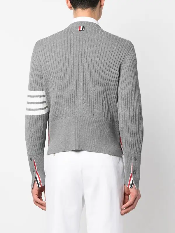 Thom Browne 4-bar Cable-knit Jumper - Grey