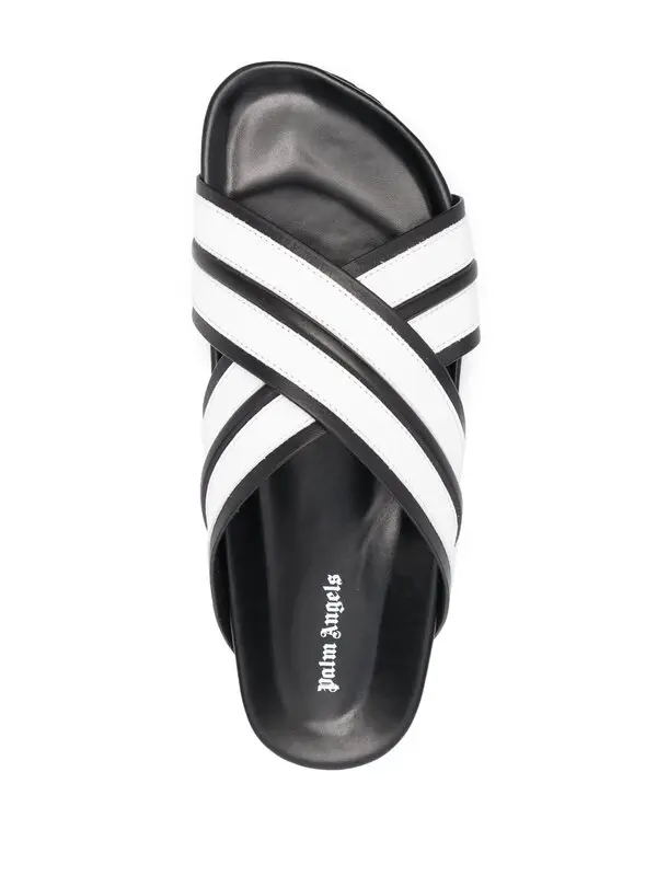Palm Angels Striped Criss-cross Slides