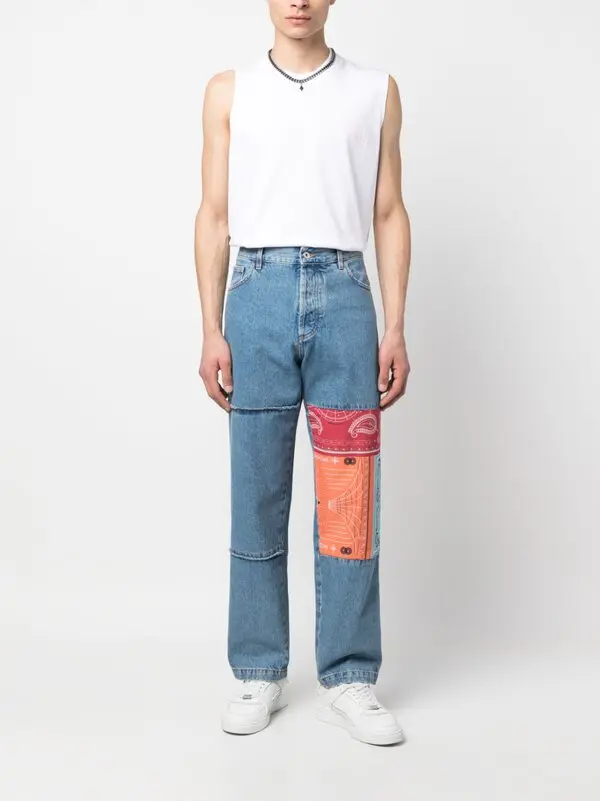 COUNTY OF MILAN Marcelo Burlon Patchwork Straight-leg Jeans
