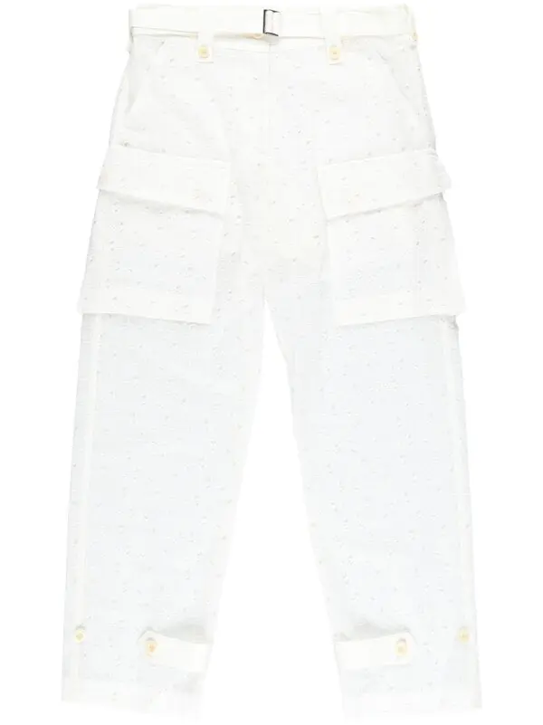 Sacai Logo-embroidery Trousers - White