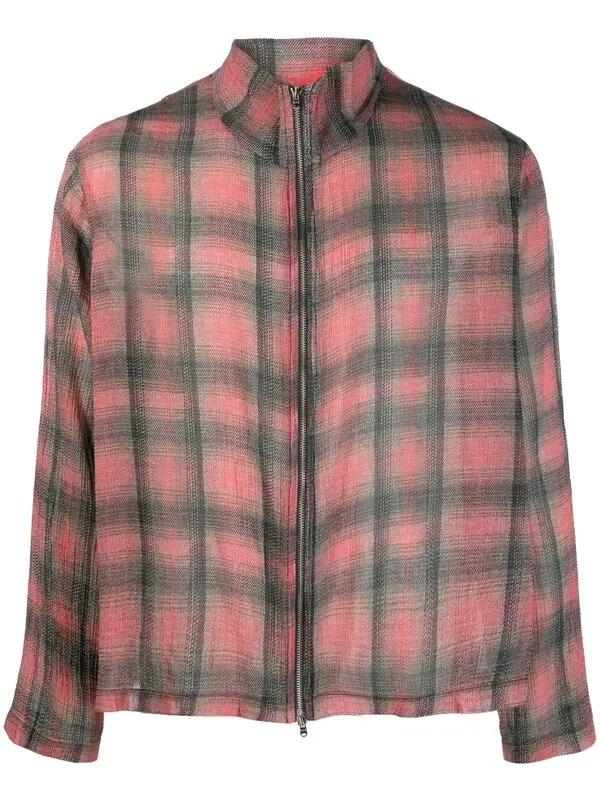 Our Legacy Check-Pattern Zip-Up Shirt In Pink - 48% Off | Editorialist