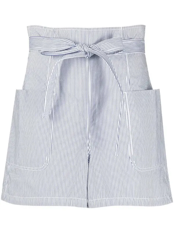 Philosophy Di Lorenzo Serafini Striped High-waisted Shorts - Blue