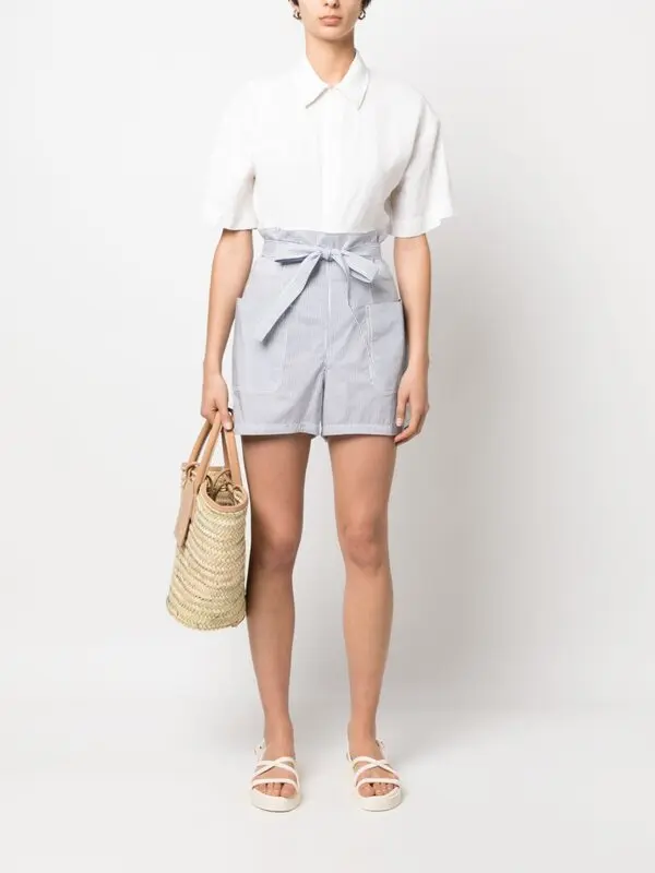 Philosophy Di Lorenzo Serafini Striped High-waisted Shorts - Blue