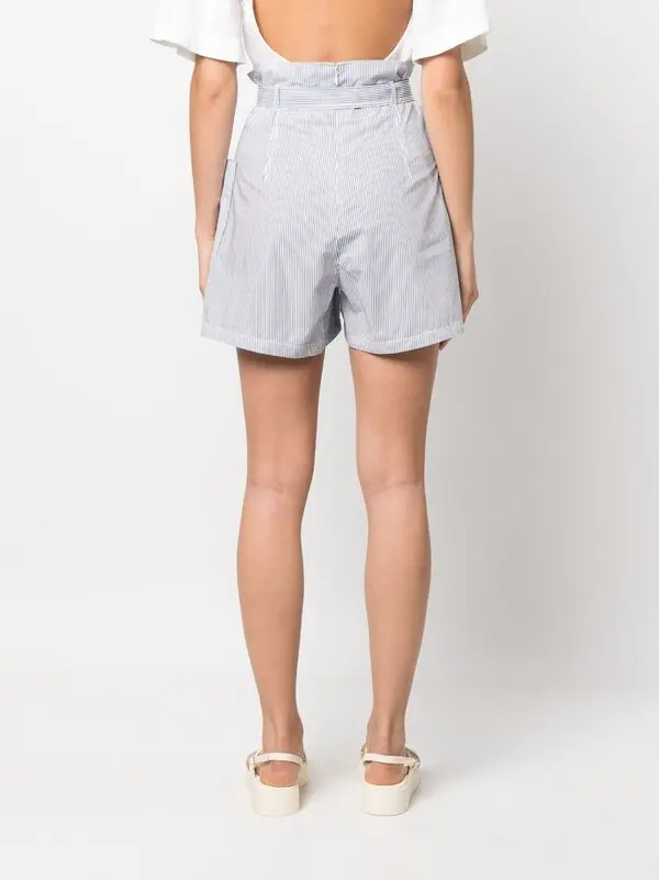 Philosophy Di Lorenzo Serafini Striped High-waisted Shorts - Blue