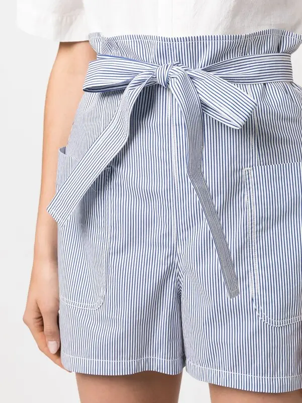 Philosophy Di Lorenzo Serafini Striped High-waisted Shorts - Blue