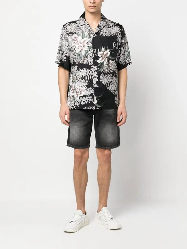Philipp Plein Washed Denim Shorts - Black