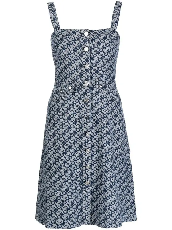 Stella McCartney Jacquard-logo Denim Dress - Blue