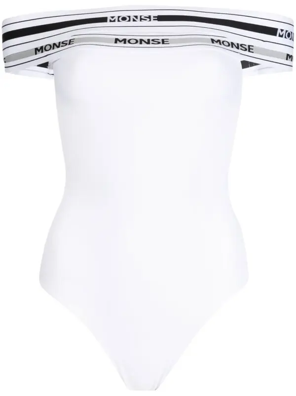 Monse Off-shoulder Logo Bodysuit - White