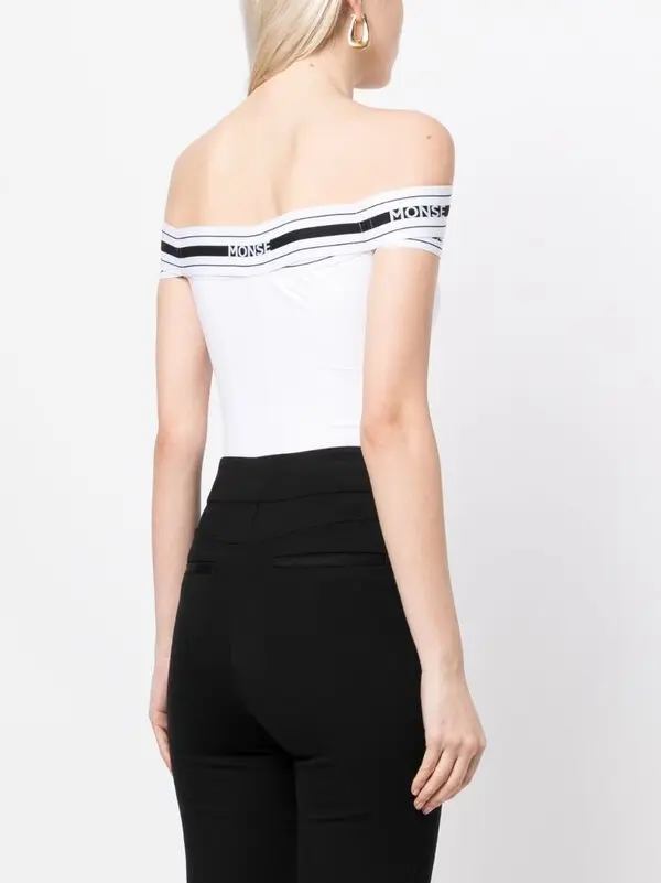 Monse Off-shoulder Logo Bodysuit