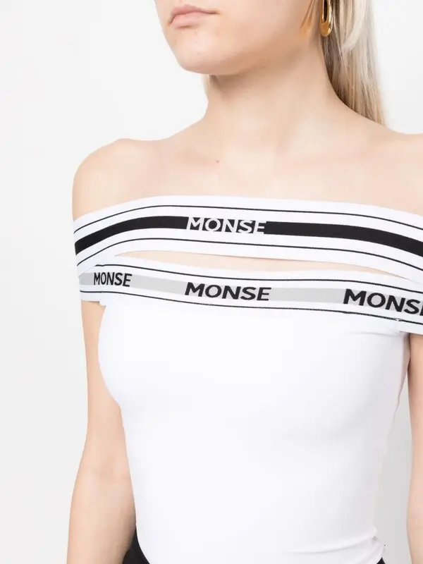 Monse Off-shoulder Logo Bodysuit