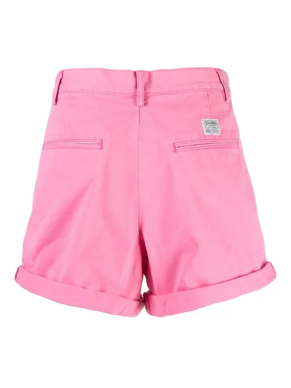 Denimist Pleated Cotton Mini Shorts
