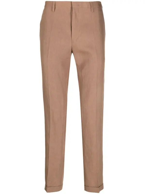 Paul Smith Pressed-crease Linen Trousers - Brown