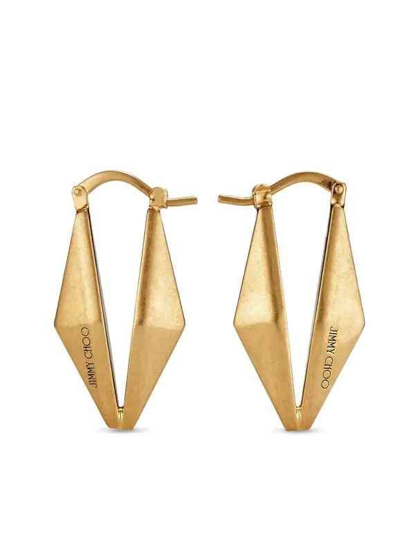 JIMMY CHOO Engraved Logo Hoop Earrings - Gold
