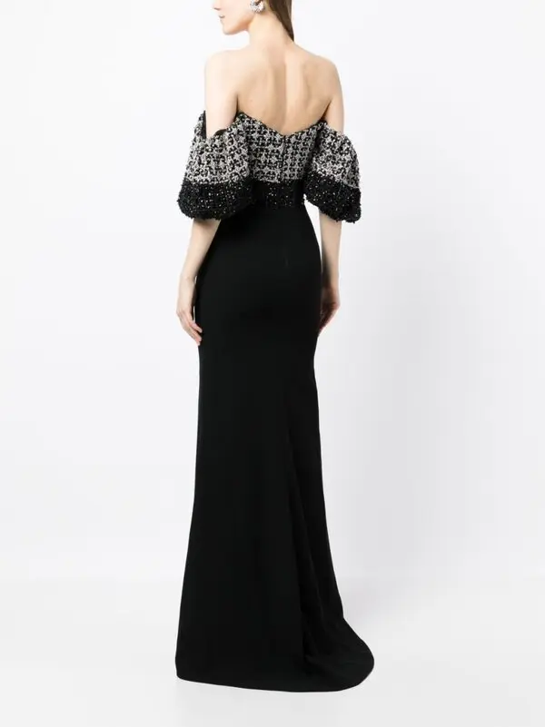 SAIID KOBEISY Off-shoulder Beaded Gown