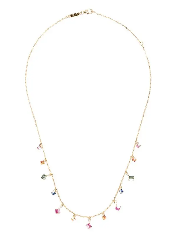 SUZANNE KALAN 18kt Rose Sapphire And Diamond Dangle Necklace - Gold