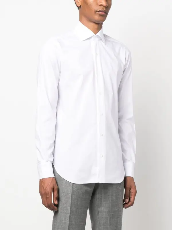 BARBA NAPOLI Long-sleeve Cotton Shirt - White