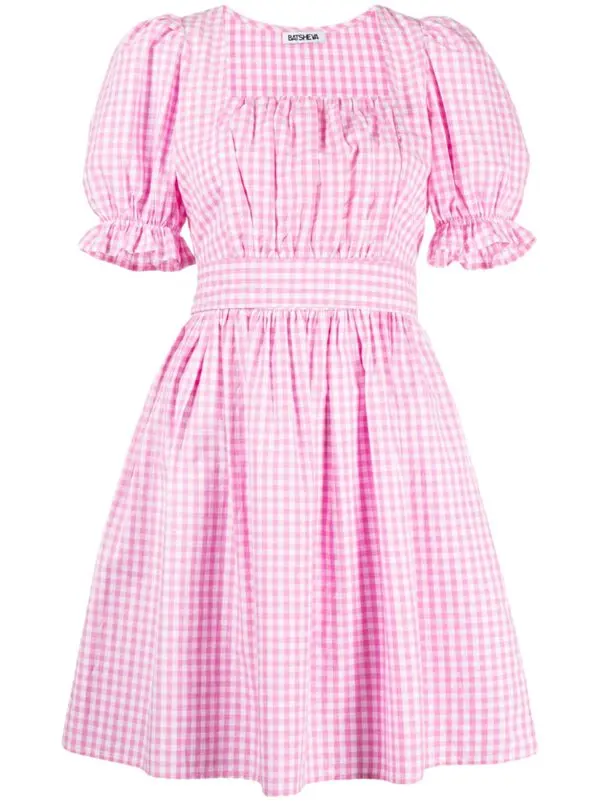 Batsheva Gingham Check-pattern Cotton Dress