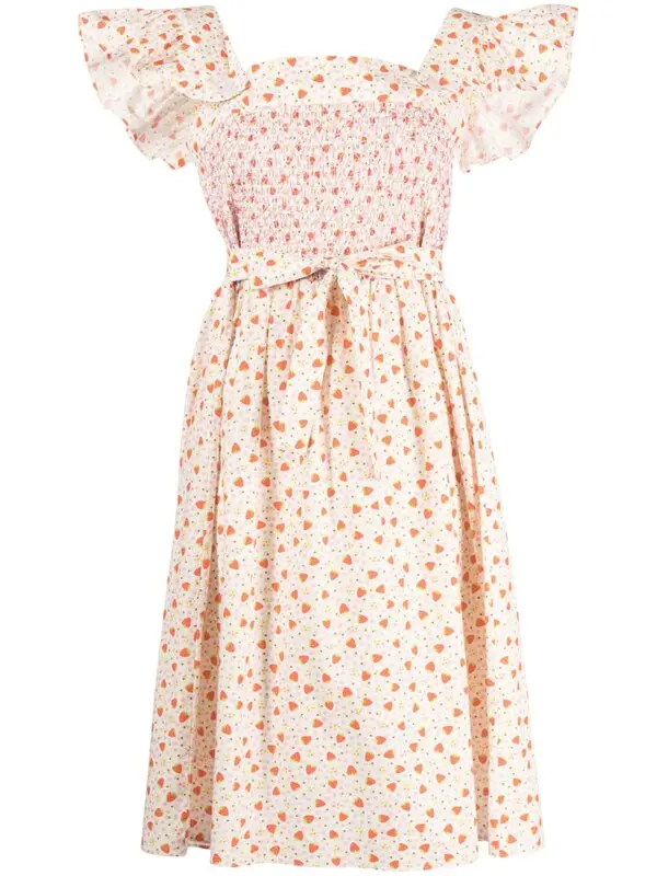 Batsheva Strawberry-print Cotton Dress