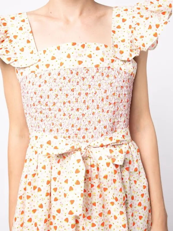 Batsheva Strawberry-print Cotton Dress