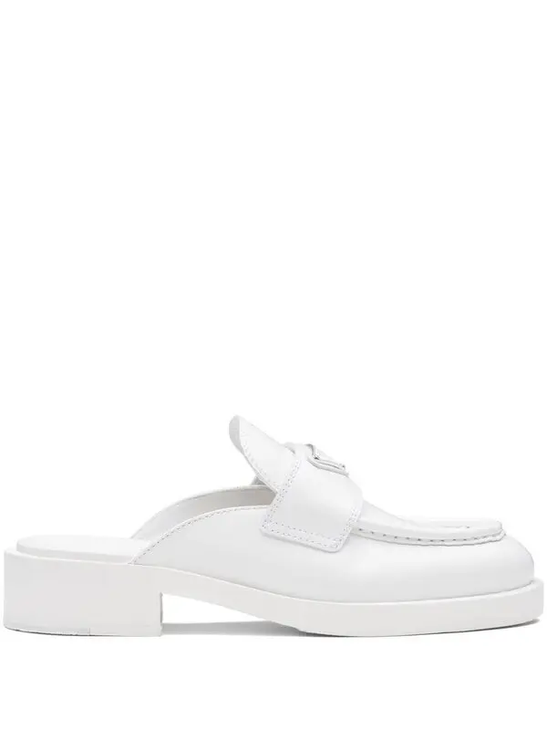 Prada Brushed Leather Slip-on Mules
