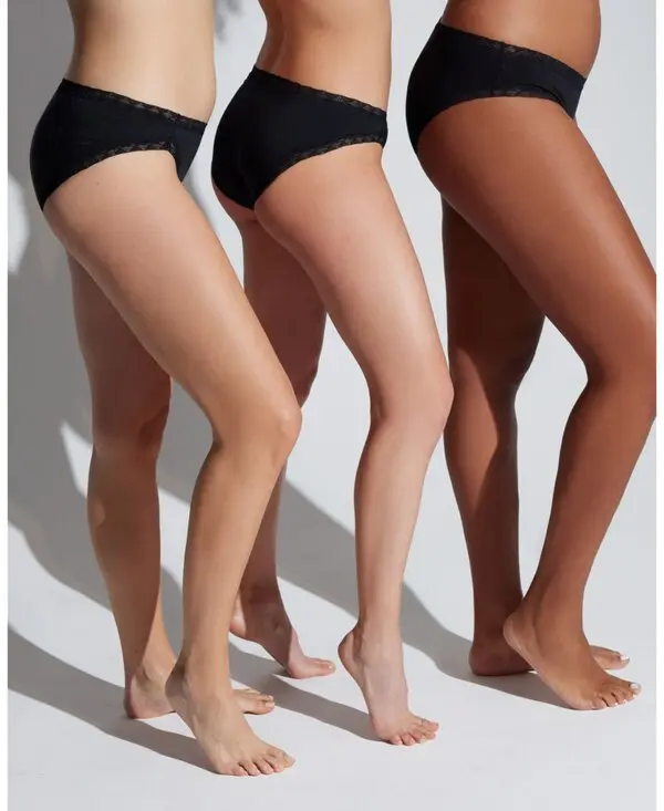 Natori Bliss Lace Trim Brief, Pack Of 6 - Black