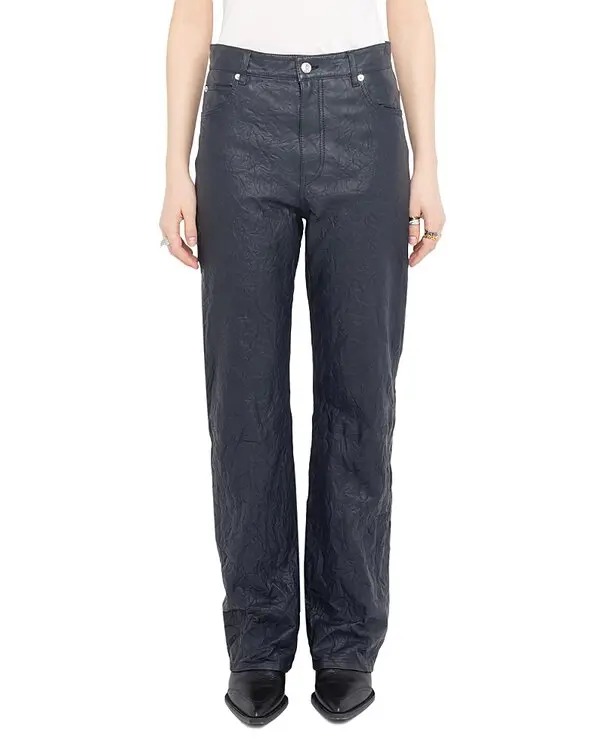 Zadig&Voltaire Evy Crinkled Leather Pants - Encre
