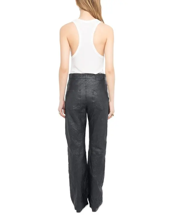 Zadig&Voltaire Evy Crinkled Leather Pants - Encre