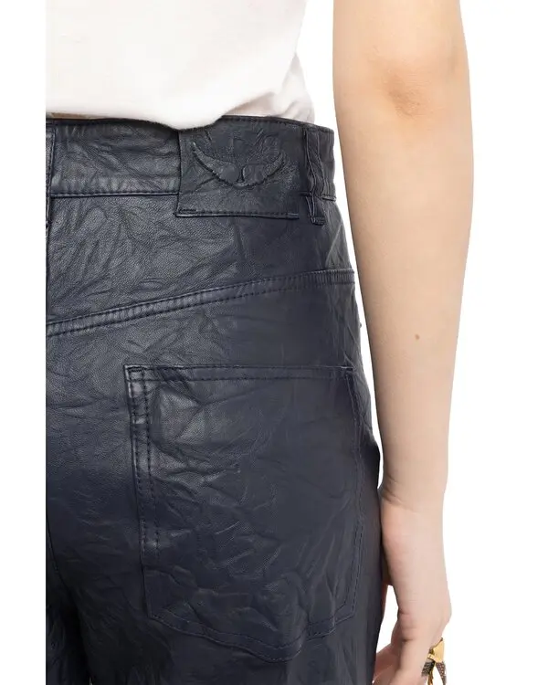 Zadig&Voltaire Evy Crinkled Leather Pants - Encre