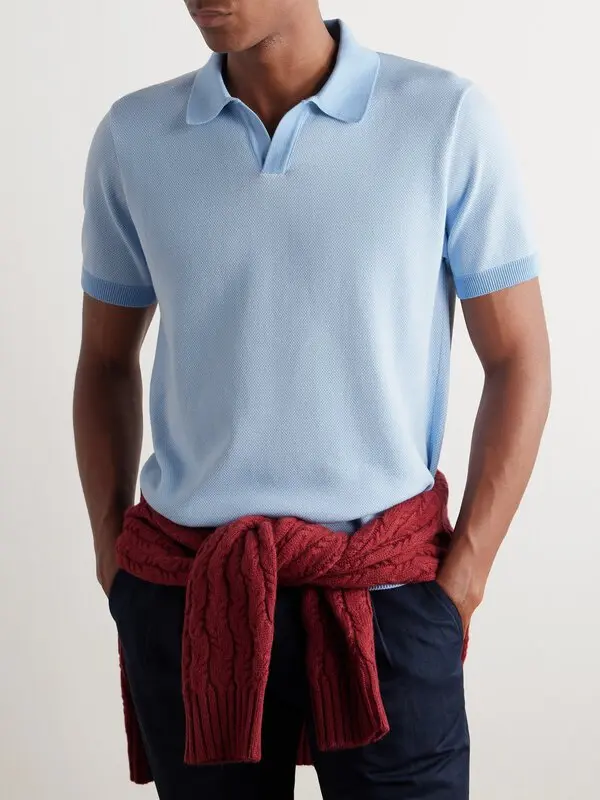 Mr P. Honeycomb-knit Cotton Polo Shirt