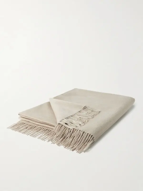 Brunello Cucinelli Fringed Cashmere And Silk-blend Throw - Brown