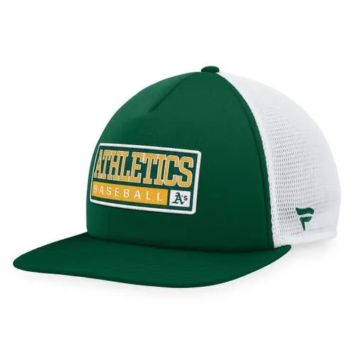 Majestic International White Oakland Athletics Foam Trucker Snapback Hat - Green